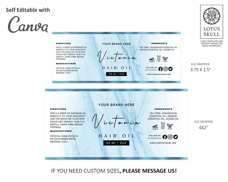 Editable Blue Marble Skincare Label Templates Body - Etsy