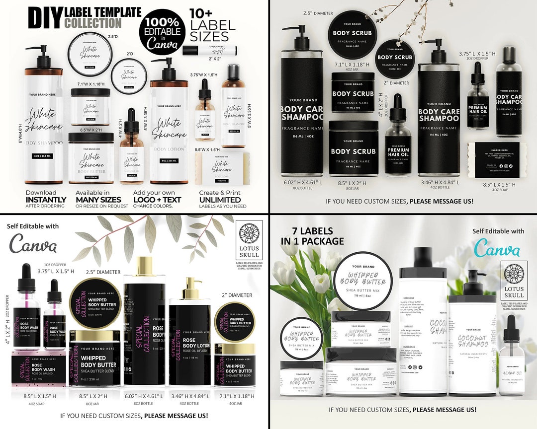 Self Editable Canva Label Template Pack - 4x Templates - Etsy UK