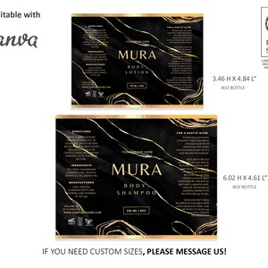 Black Gold Marble Label Template - Body Butter Product Labels, Skin ...