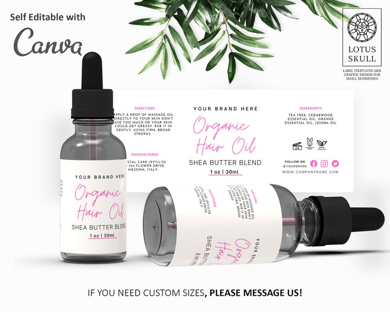 DIY Editable Pink and White Cosmetic Label Template for Body | Etsy