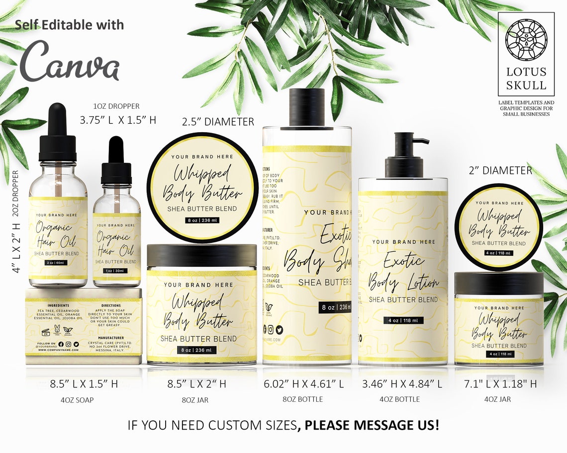 Editable Yellow Gold Cosmetic Label Template Body - Etsy
