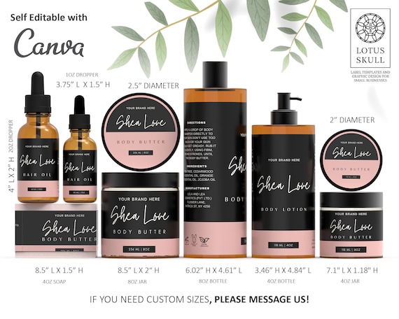 Black Rose Gold Label Template Body Butter Labels Bottle - Etsy