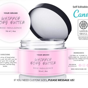 Editable Body Product Label - Cosmetic Label , Body Care Labels, DIY ...