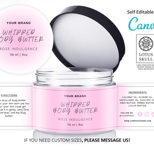 Editable Body Product Label Cosmetic Label Body Care - Etsy