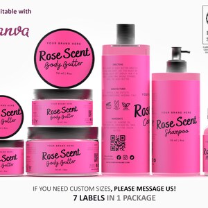 DIY Hot Pink Editable Label Template - Rose, Pink Bath Product Labels ...