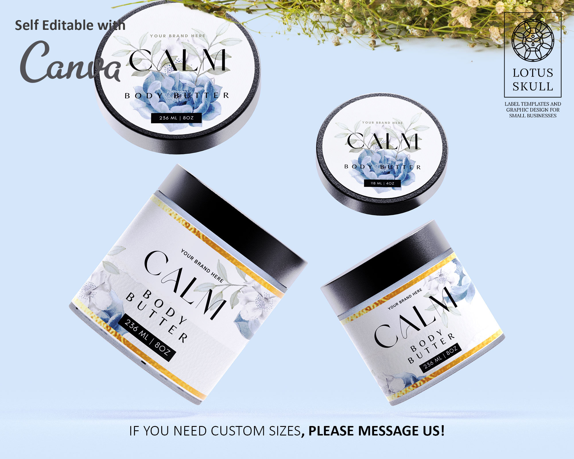 Luxury White and Blue Skin Care Label Template Body Butter,lotion ...