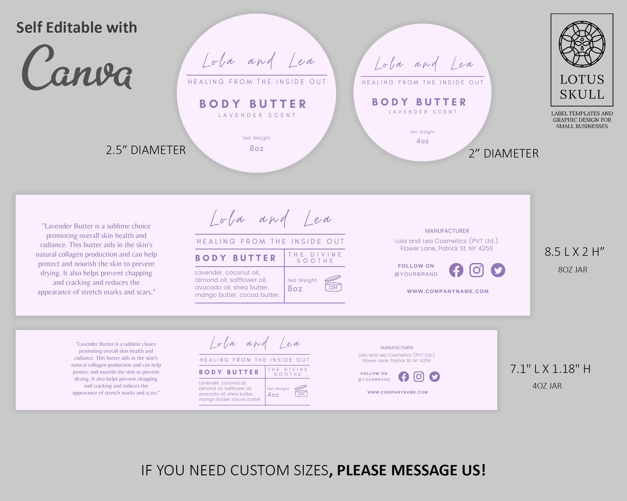 Editable Lavender Cosmetic Label Templates Beauty Product - Etsy
