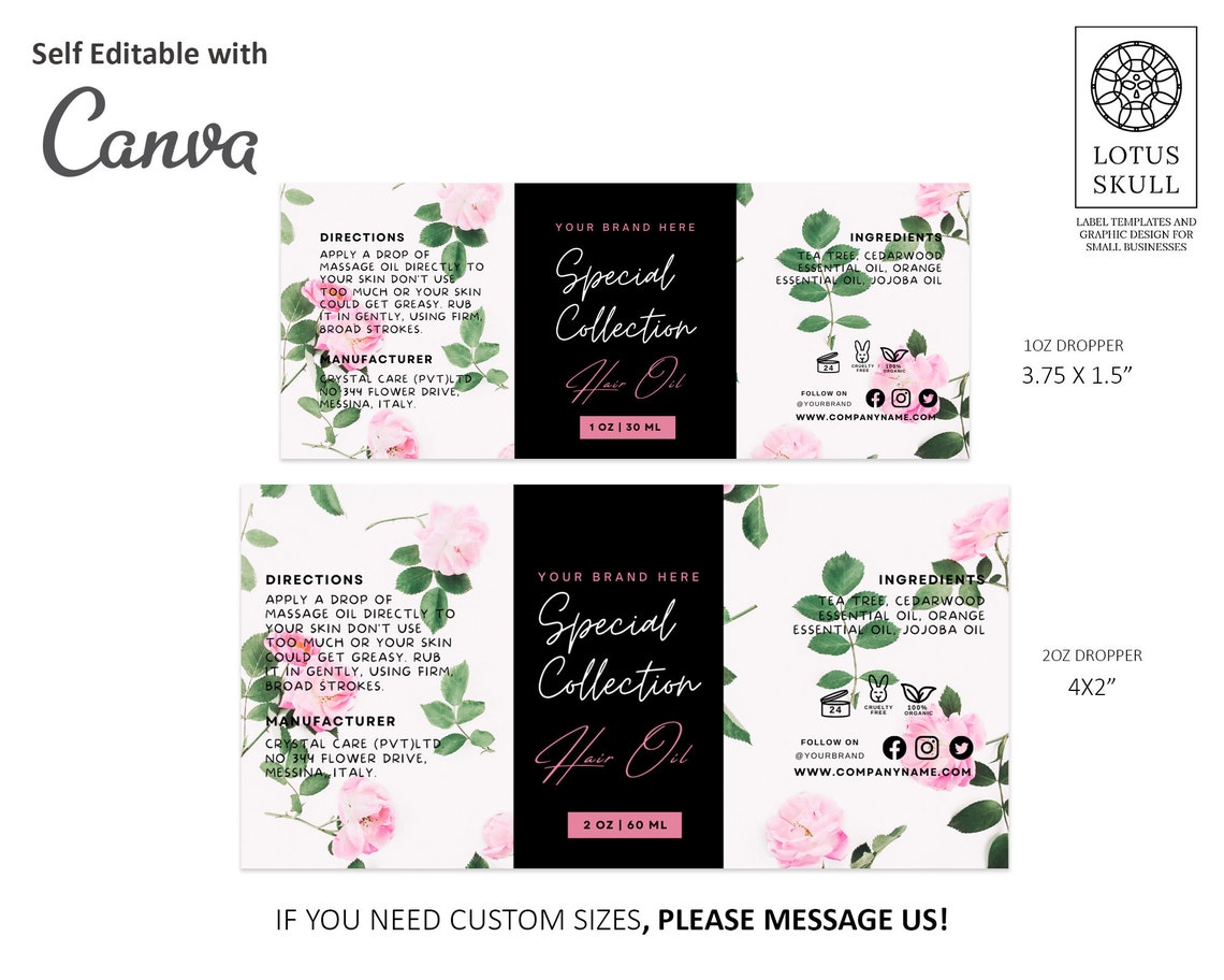 Editable Rose Label Template Skincareproduct Labelsbody - Etsy