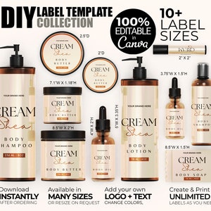 Beautiful Editable Shea Butter Canva Label Templates for Body Butter ...