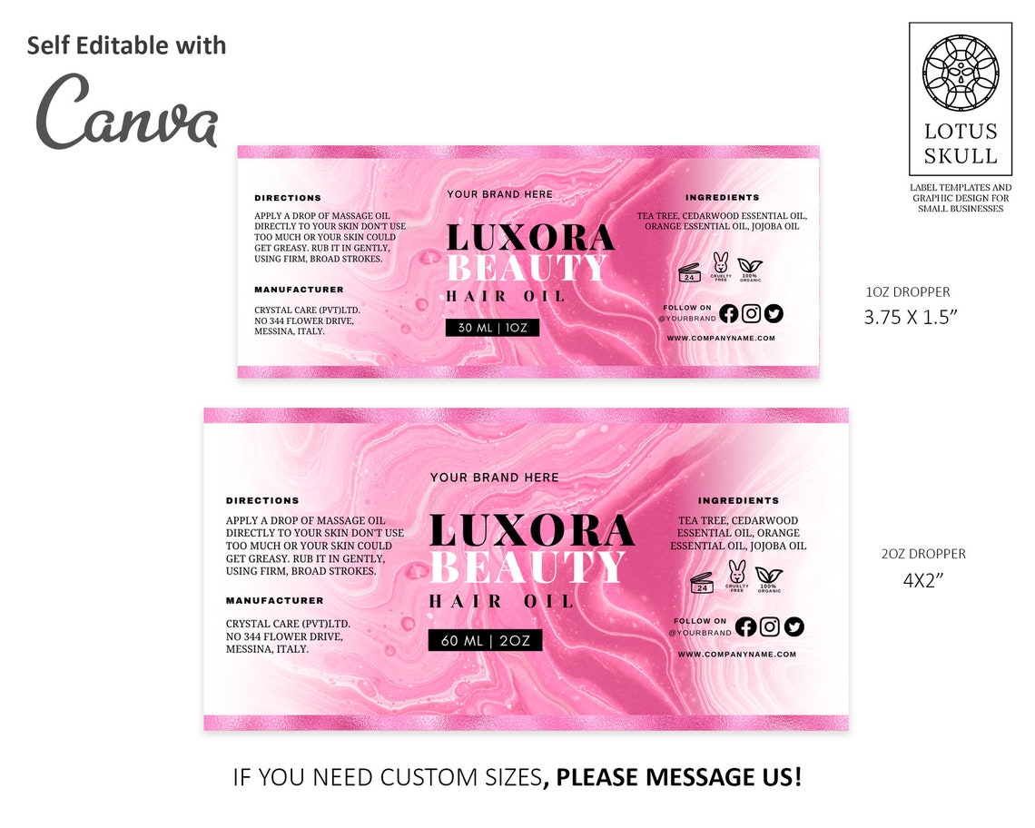 Editable Pink Abstract Skincare Label Template Body - Etsy