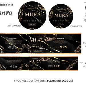 Black Gold Marble Label Template - Body Butter Product Labels, Skin ...