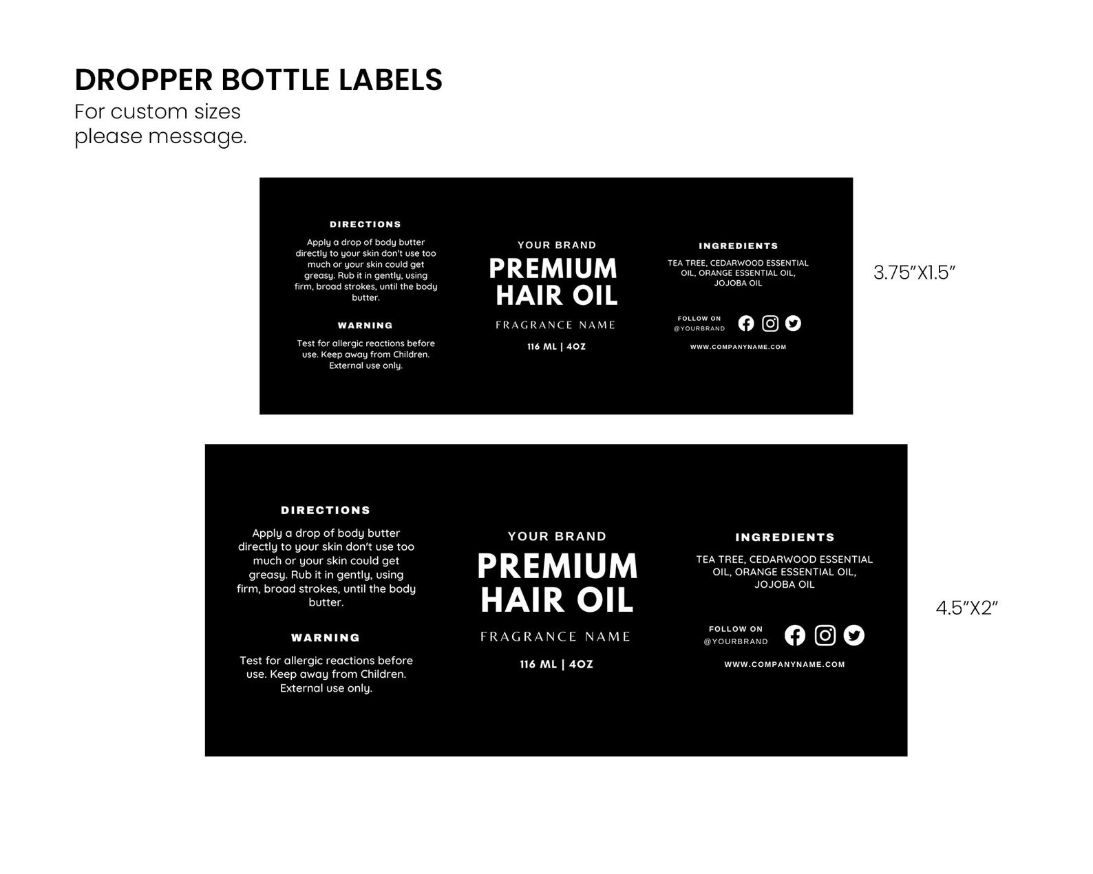 Editable Essential Oil Dropper Bottle Label Template Beard Oil ...