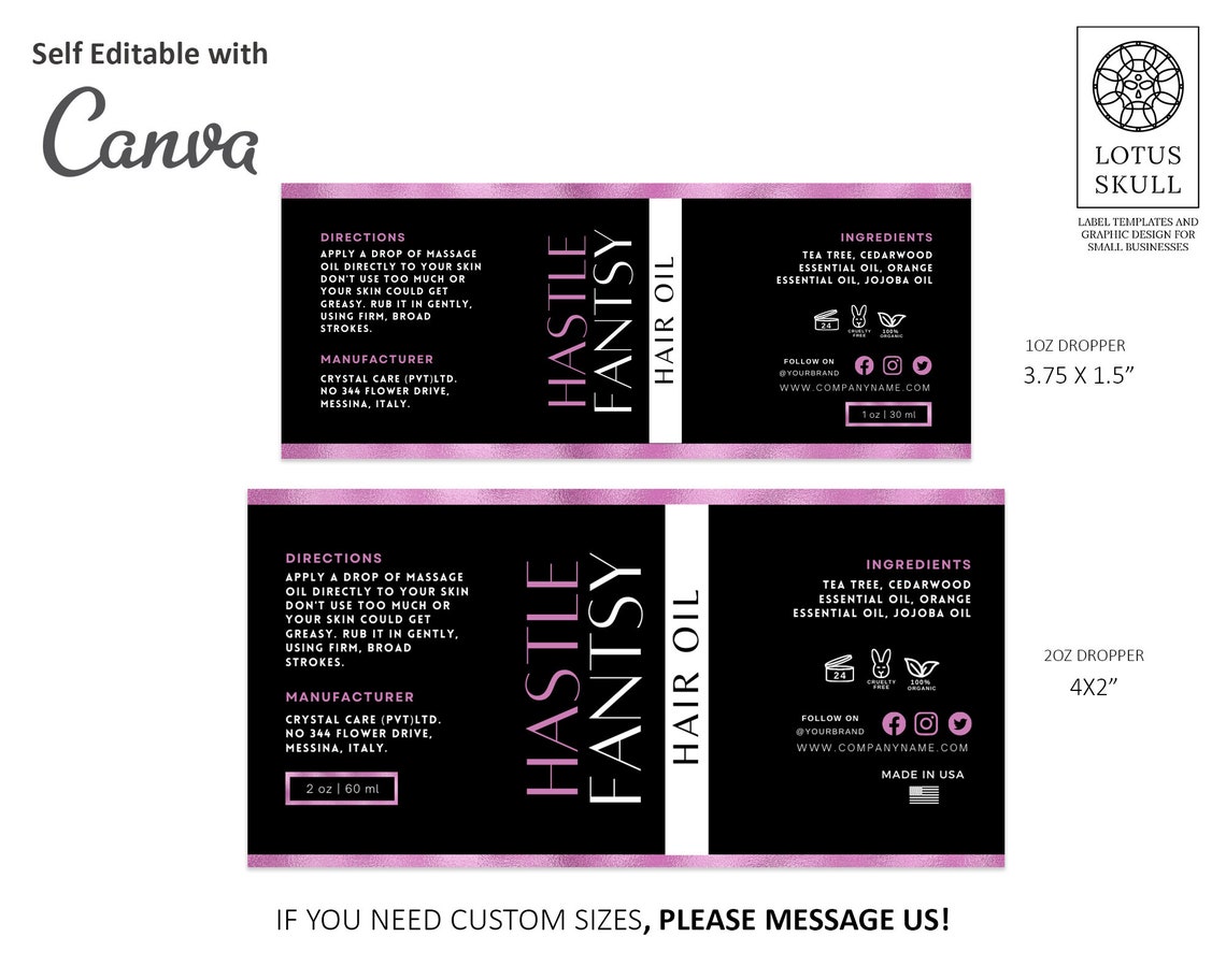 DIY Black Pink Rose Label Template Body Butter Labelsjar - Etsy