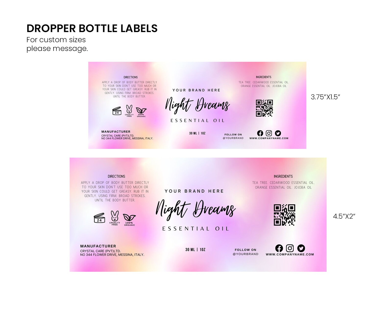 Editable Pink Product Labels Template Body Butter Sugar - Etsy