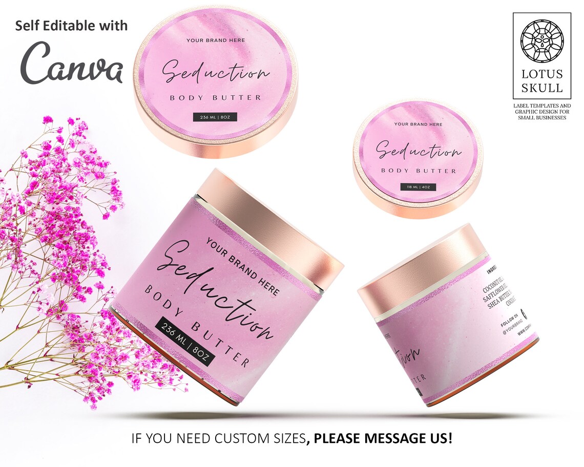Editable Pink Rose Cosmetic Label Templates Body - Etsy