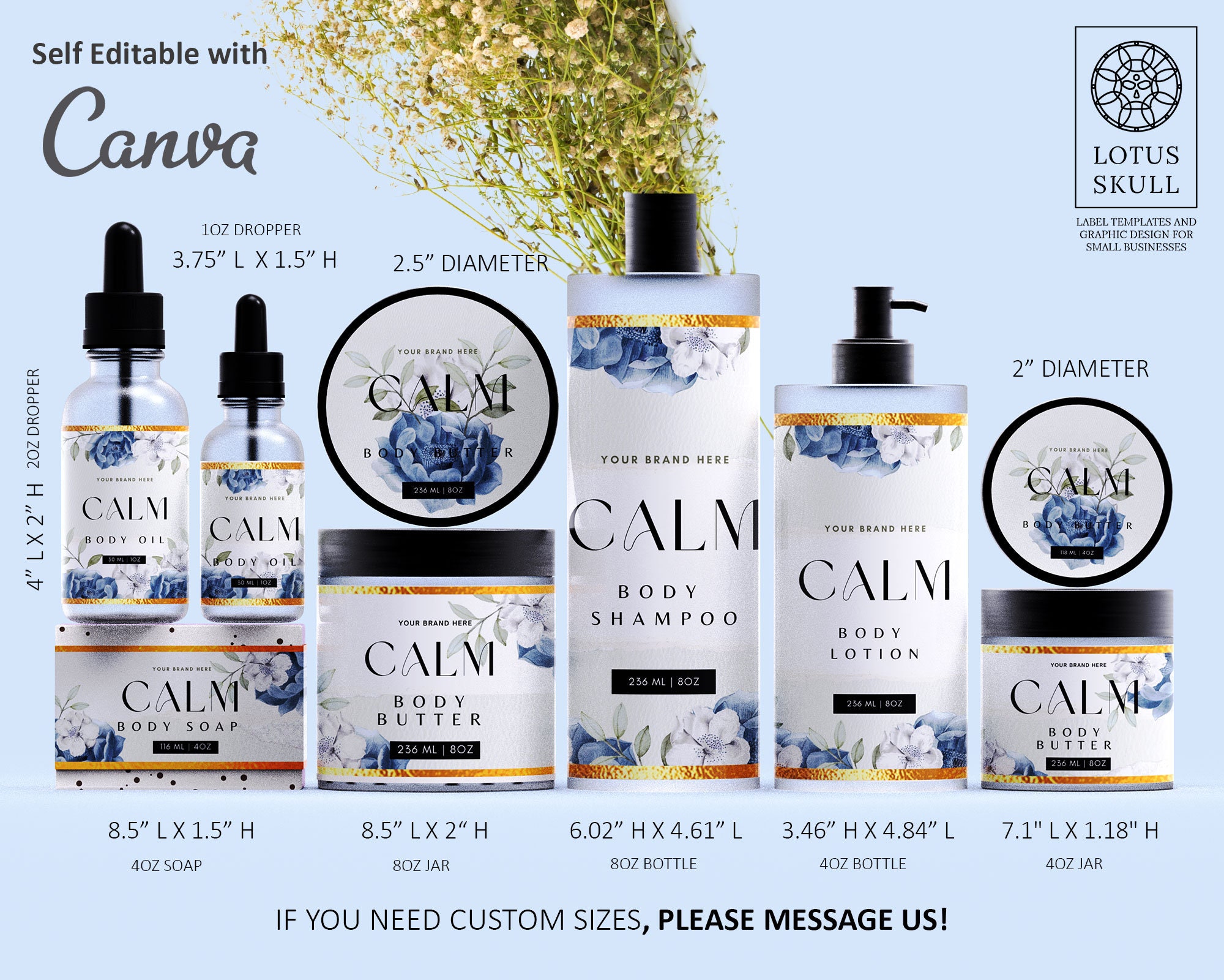 Luxury White and Blue Skin Care Label Template Body Butter,lotion ...