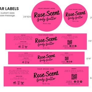 DIY Hot Pink Editable Label Template - Rose, Pink Bath Product Labels ...