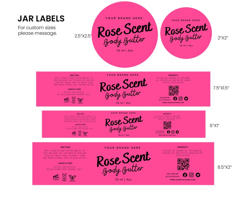 DIY Hot Pink Editable Label Template Rose Pink Bath Product - Etsy