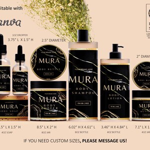Black Gold Marble Label Template - Body Butter Product Labels, Skin ...