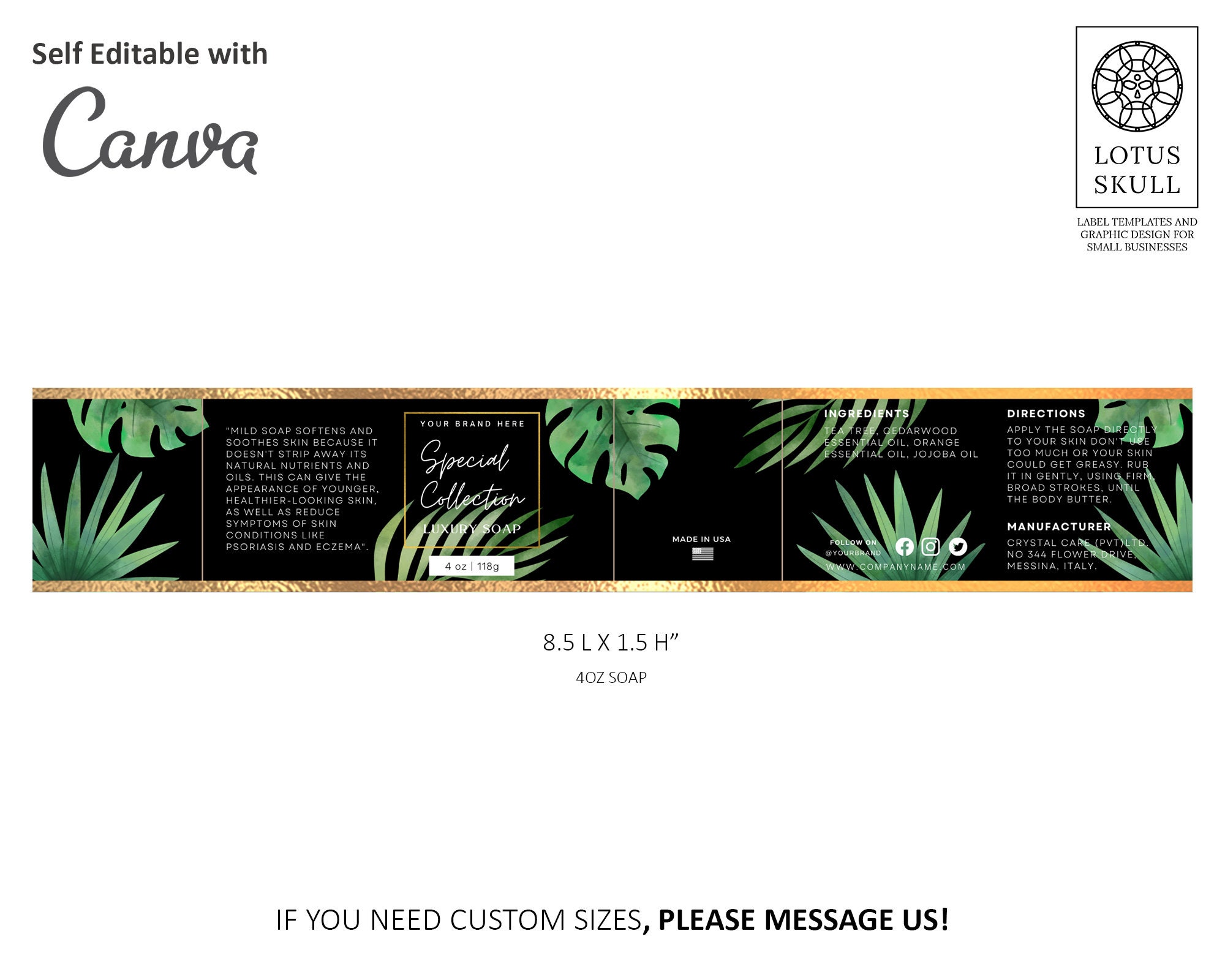 Editable Tropical Skincare Label Template Body Butter - Etsy