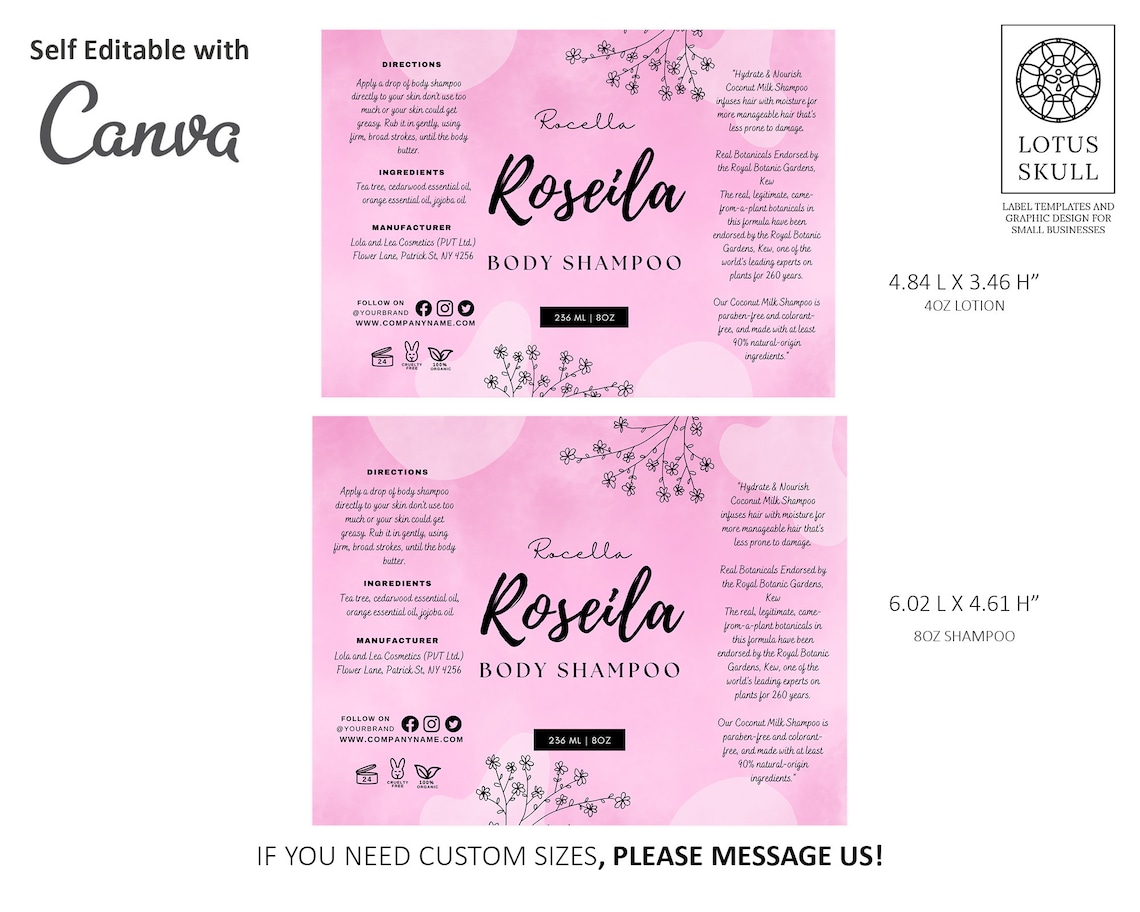Editable Pastel Pink Template Pink Floralbody Butter - Etsy