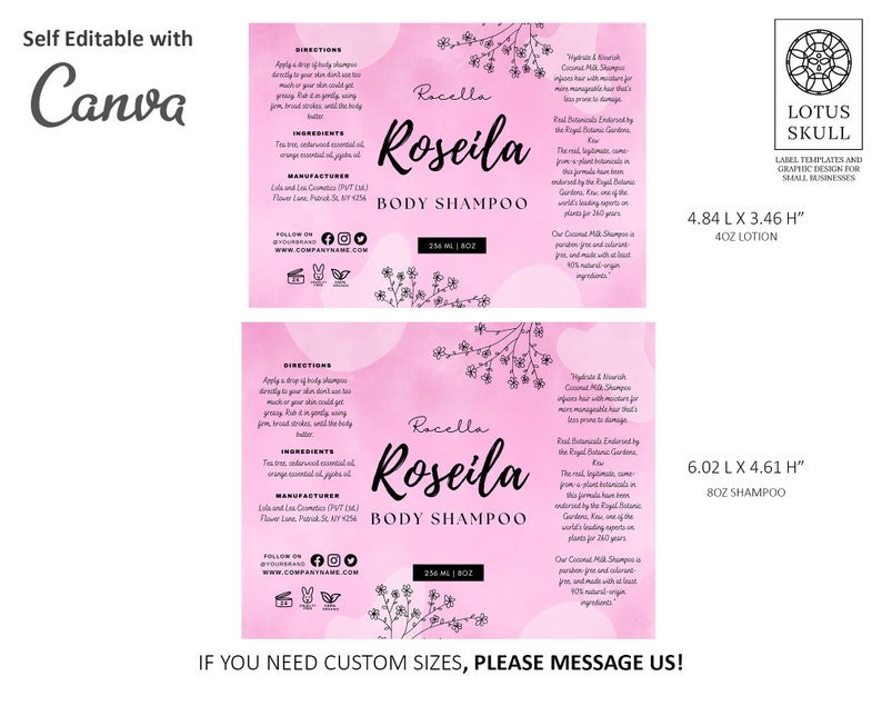 Editable Pastel Pink Template Pink Floralbody Butter - Etsy