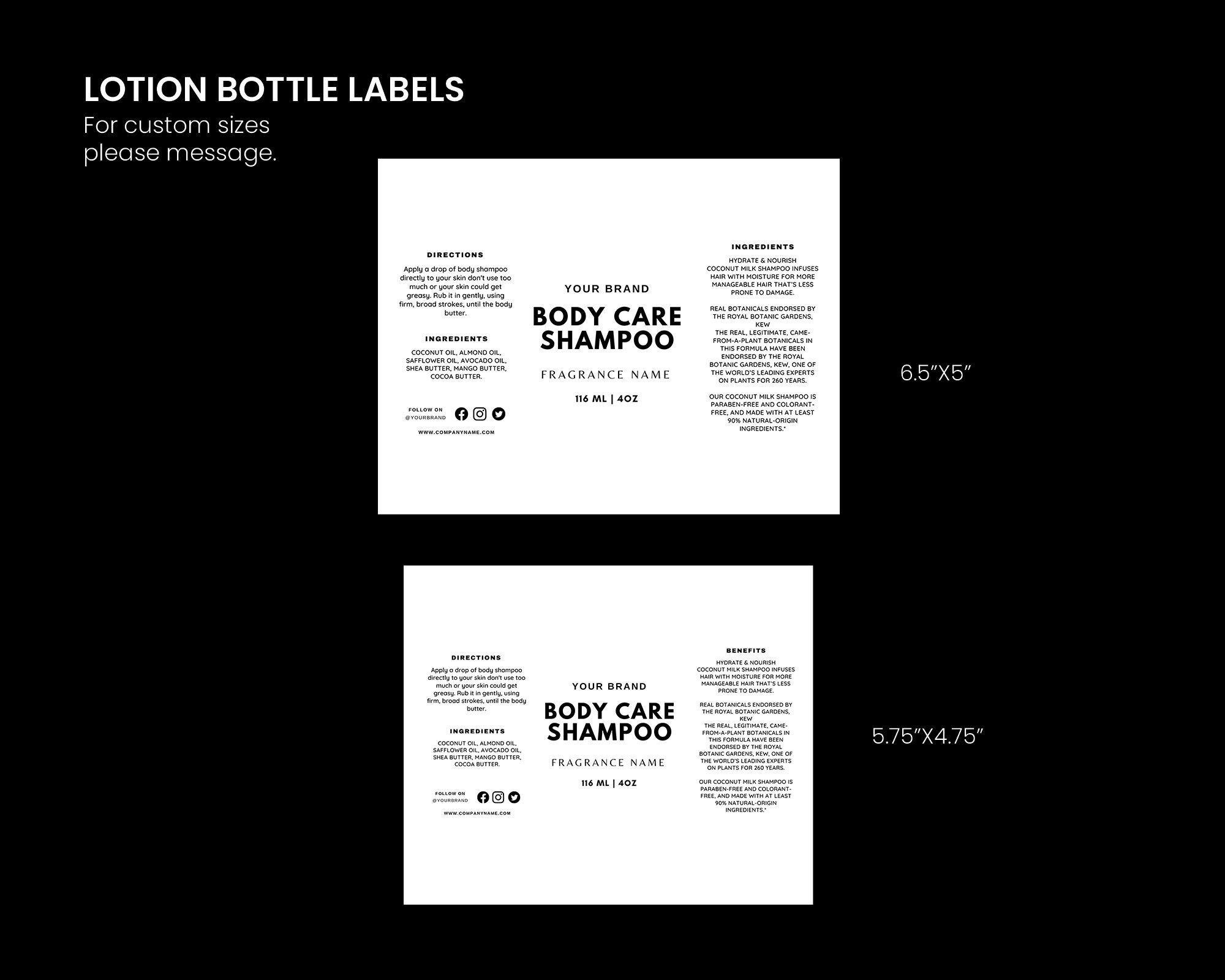 Editable Minimal White Beauty Products Labels 4 Oz Jar Labels,8oz ...