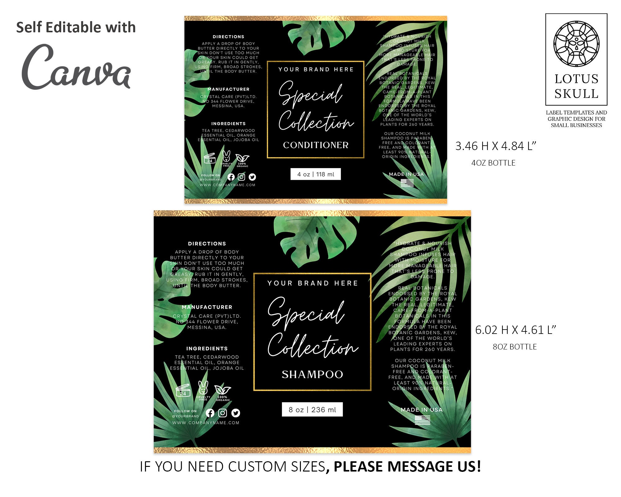 Editable Tropical Skincare Label Template Body Butter - Etsy