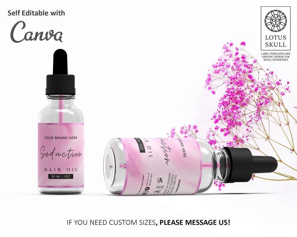 Editable Pink Rose Cosmetic Label Templates Body - Etsy