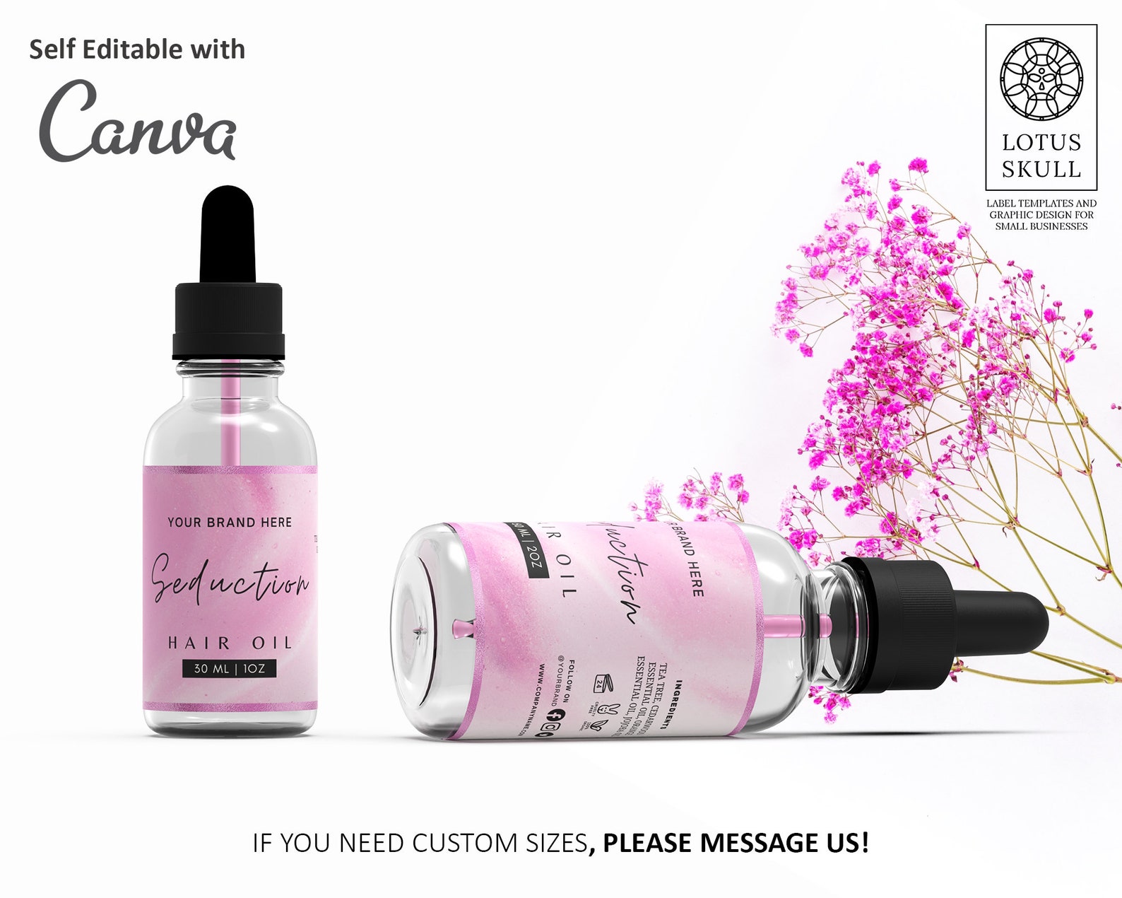 Editable Pink Rose Cosmetic Label Templates Body - Etsy