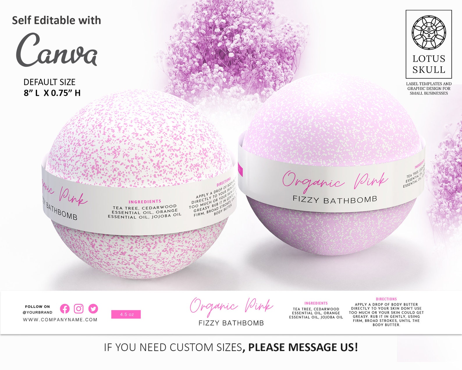 Editable Bath Bomb Label Template - Belly Band,circle Sticker,bath ...