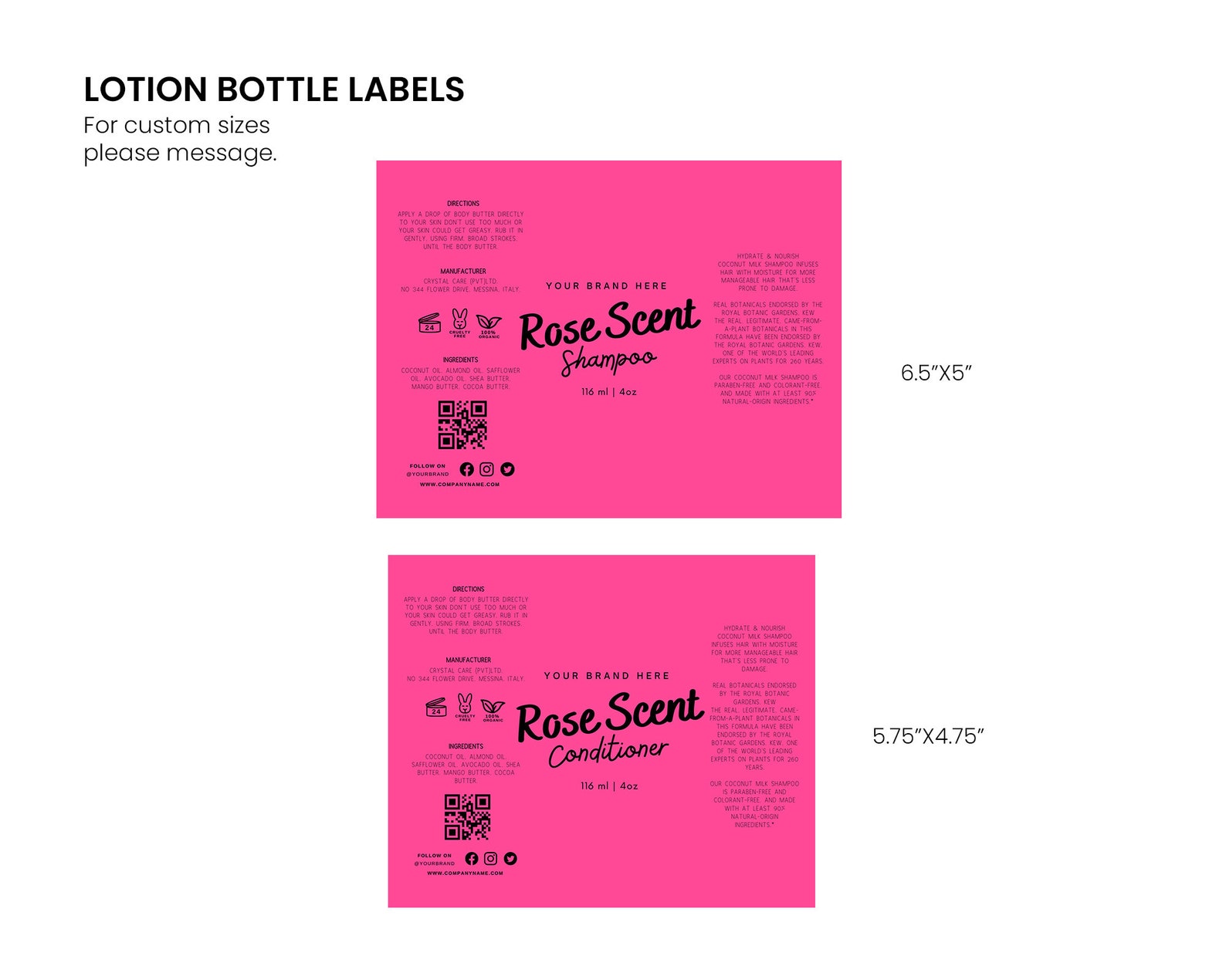DIY Hot Pink Editable Label Template Rose Pink Bath Product - Etsy