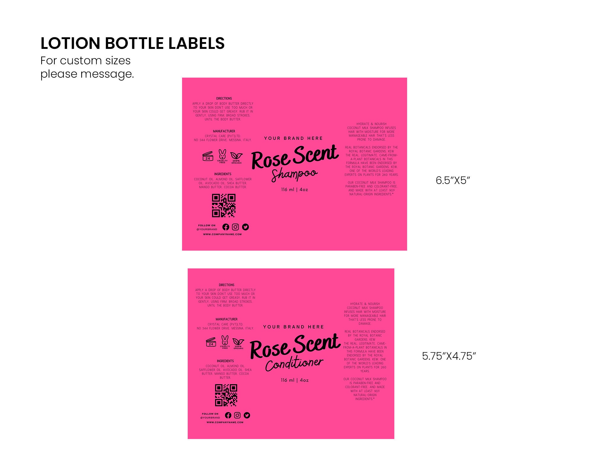 DIY Hot Pink Editable Label Template Rose Pink Bath Product - Etsy