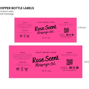 DIY Hot Pink Editable Label Template - Rose, Pink Bath Product Labels ...