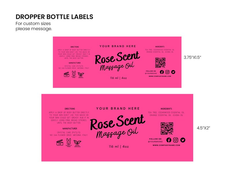DIY Hot Pink Editable Label Template Rose Pink Bath Product - Etsy
