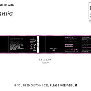 DIY Black Pink Rose Label Template - Body Butter Labels,jar Labels ...