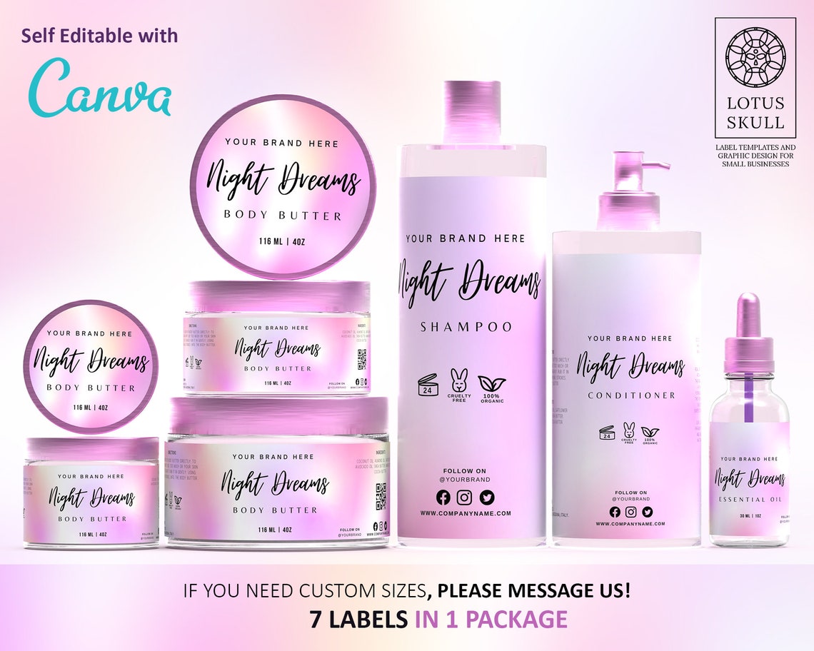 Editable Pink Product Labels Template Body Butter Sugar - Etsy