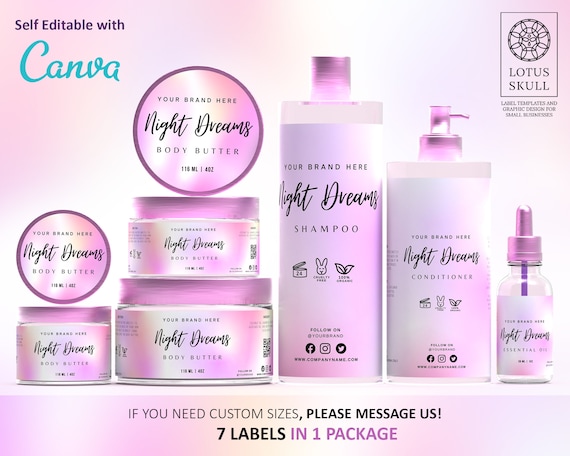 Editable Pink Product Labels Template Body Butter Sugar - Etsy