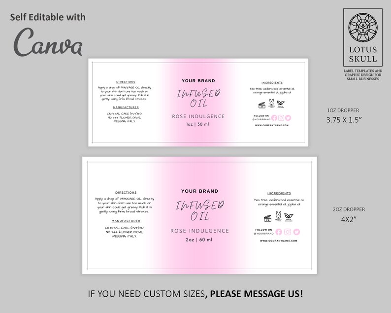 Editable Pink Cosmetic Label Templates Body Butter - Etsy