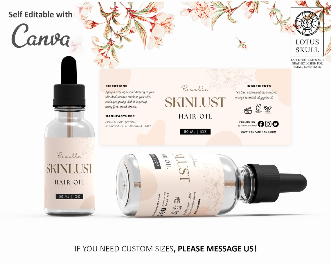 Editable Rose Gold Cosmetic Label Template Body Butter - Etsy