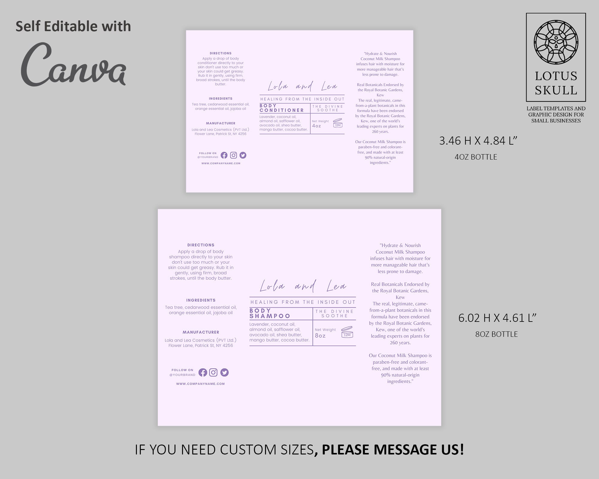 Editable Lavender Cosmetic Label Templates Beauty Product - Etsy