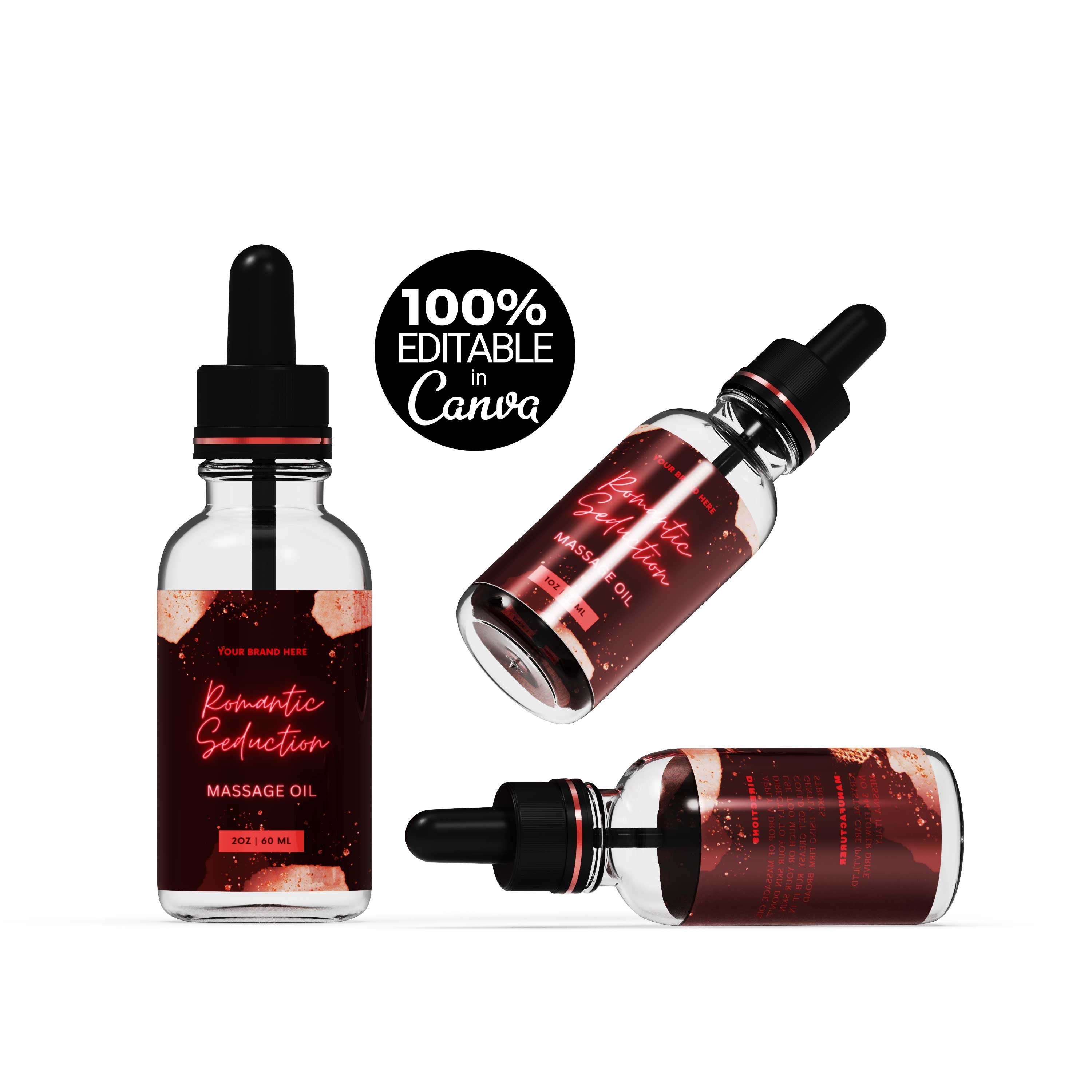 DIY Red Valentine Love Label Template Body Butter, Sugar Scrub, Dropper ...