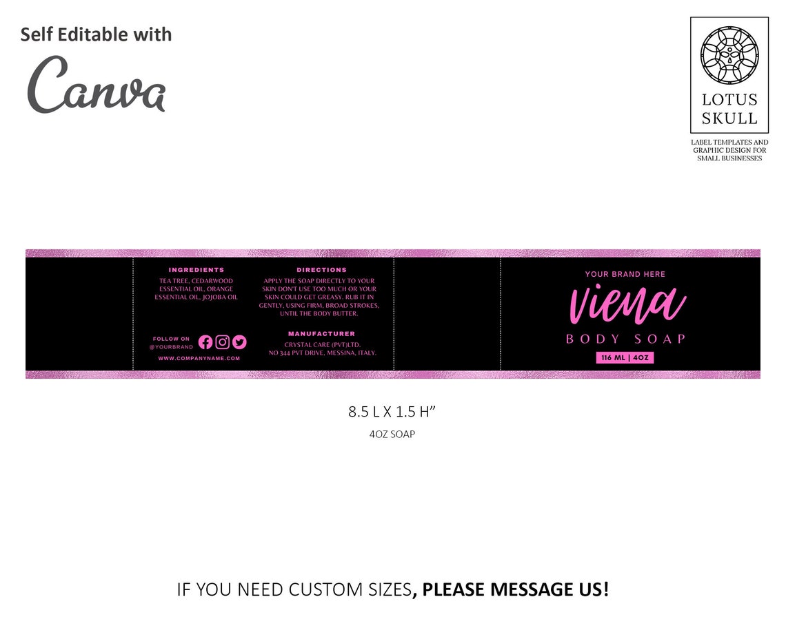 Editable Hot Pink Skincare Labels Template Body Butter | Etsy