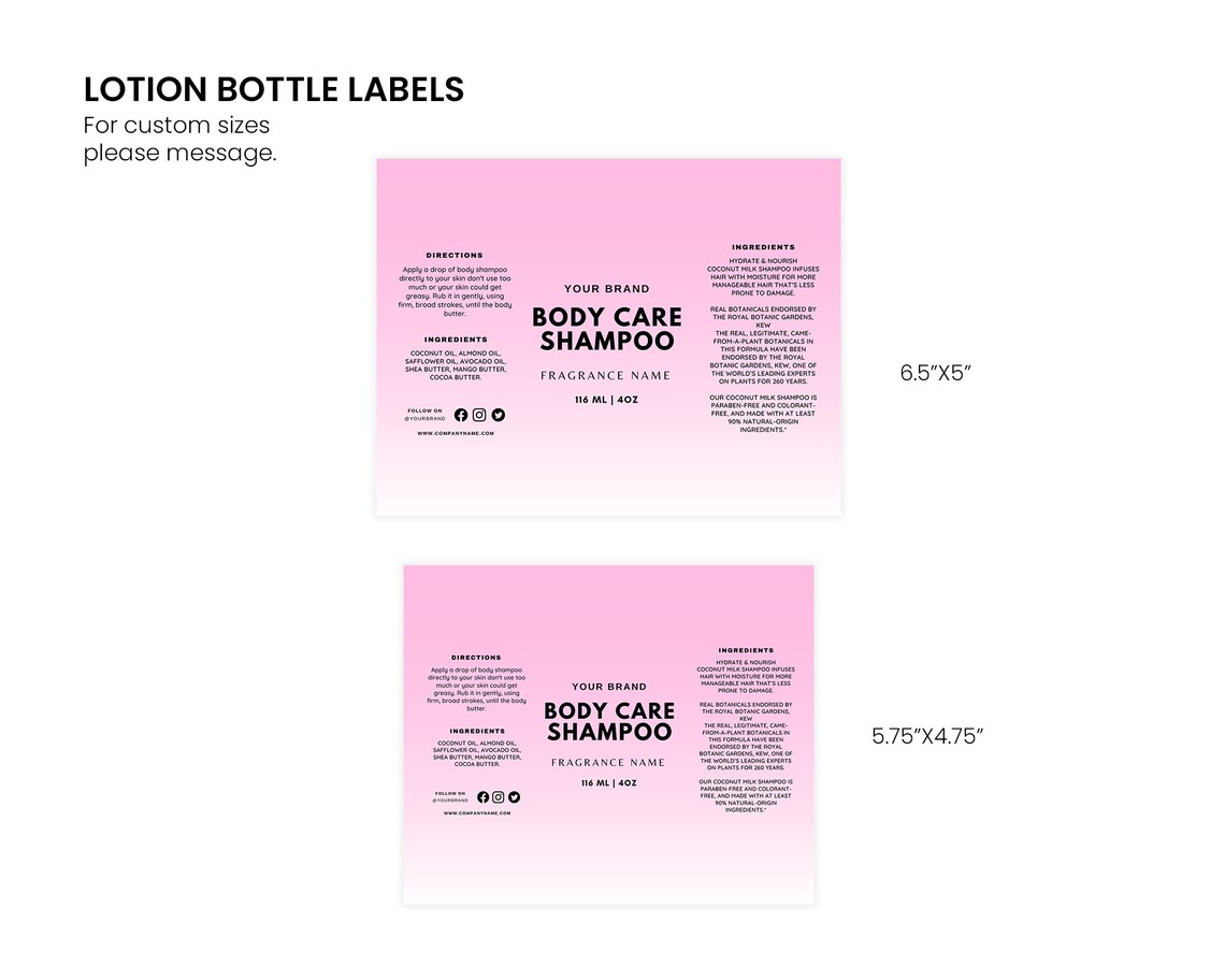 Editable Pink Cosmetic Product Labels Rose Sugar Scrub | Etsy