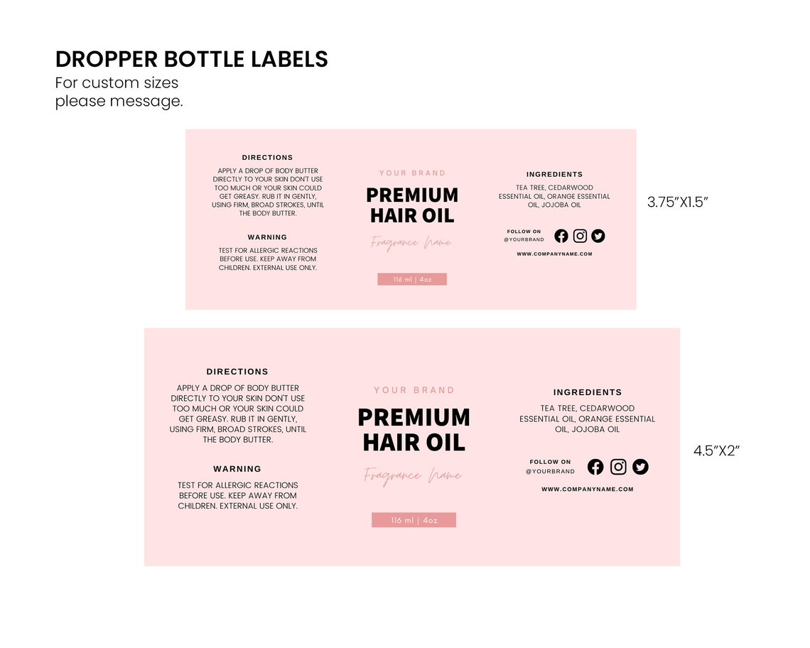 Editable Rose Gold Skincare Label Templates Body - Etsy
