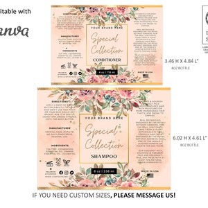 Editable Gold Floral Label Template - Peach,rose Gold,body Butter ...