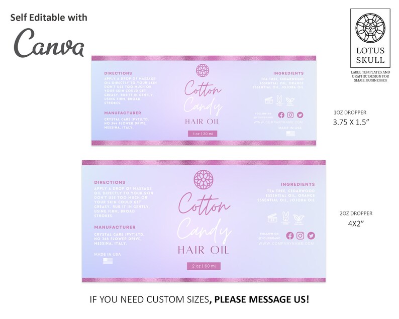 Editable Lavender Cotton Candy Label Template Body Butter - Etsy