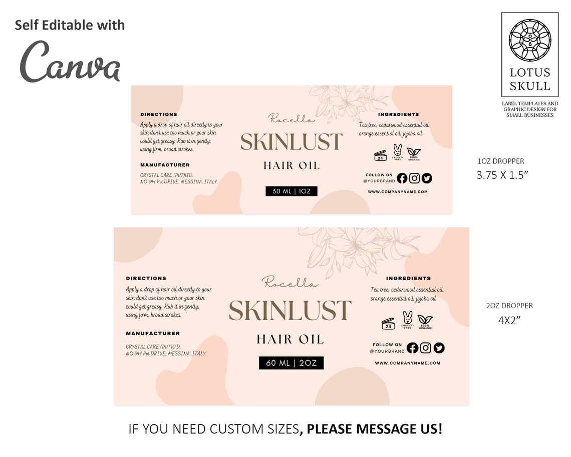 Editable Rose Gold Cosmetic Label Template Body Butter - Etsy