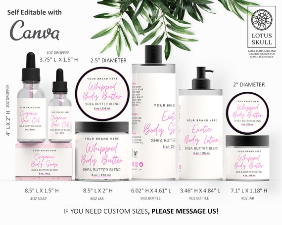 DIY Editable Pink and White Cosmetic Label Template for Body - Etsy