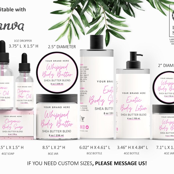 DIY Hot Pink Editable Label Template Rose, Pink Bath Product Labels ...